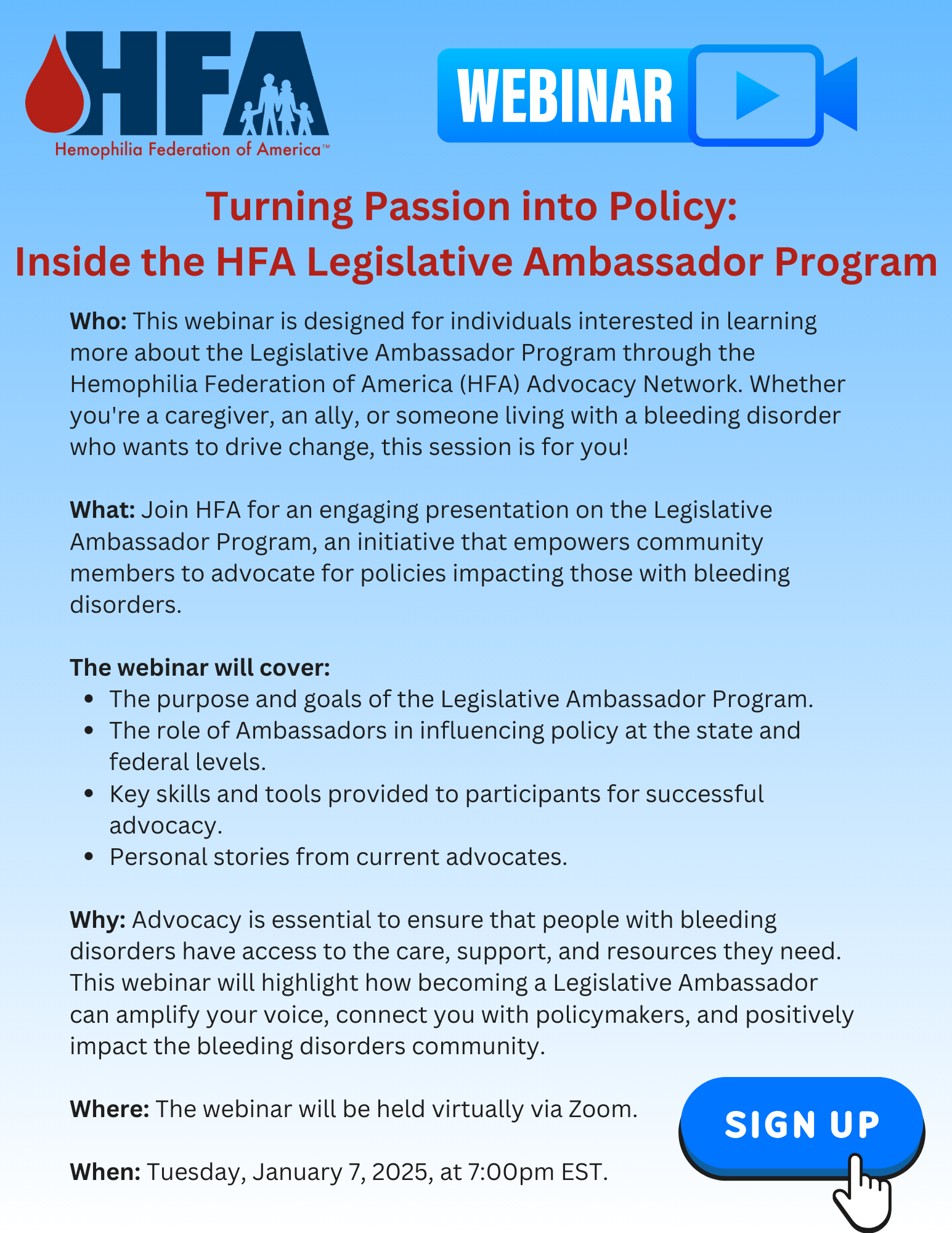 HFA Ambassador Program - Eastern Pennsylvania Bleeding Disorders Foundation