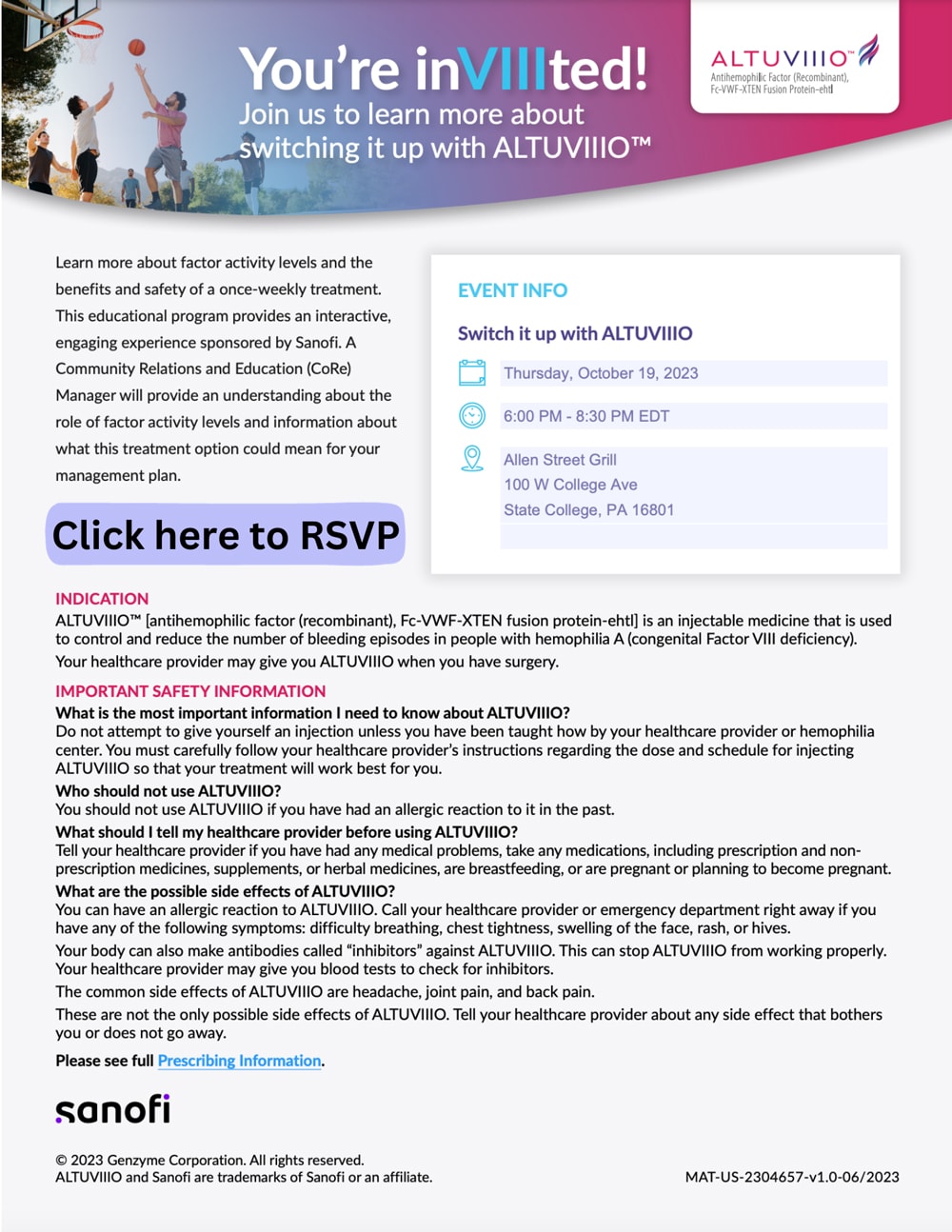 Sanofi Educational Dinner - Eastern Pennsylvania Bleeding Disorders ...