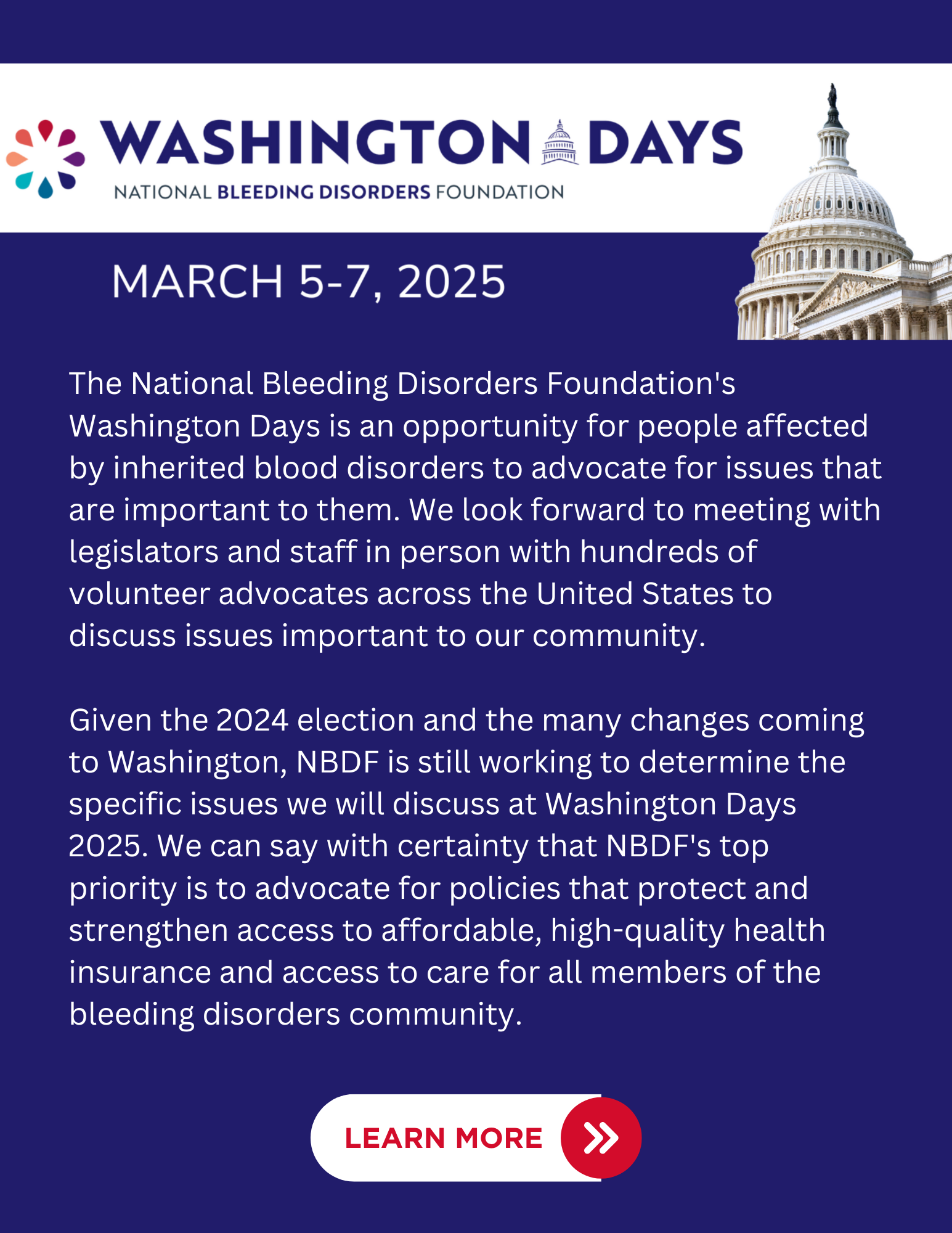 Washington Days 2025 - Eastern Pennsylvania Bleeding Disorders Foundation
